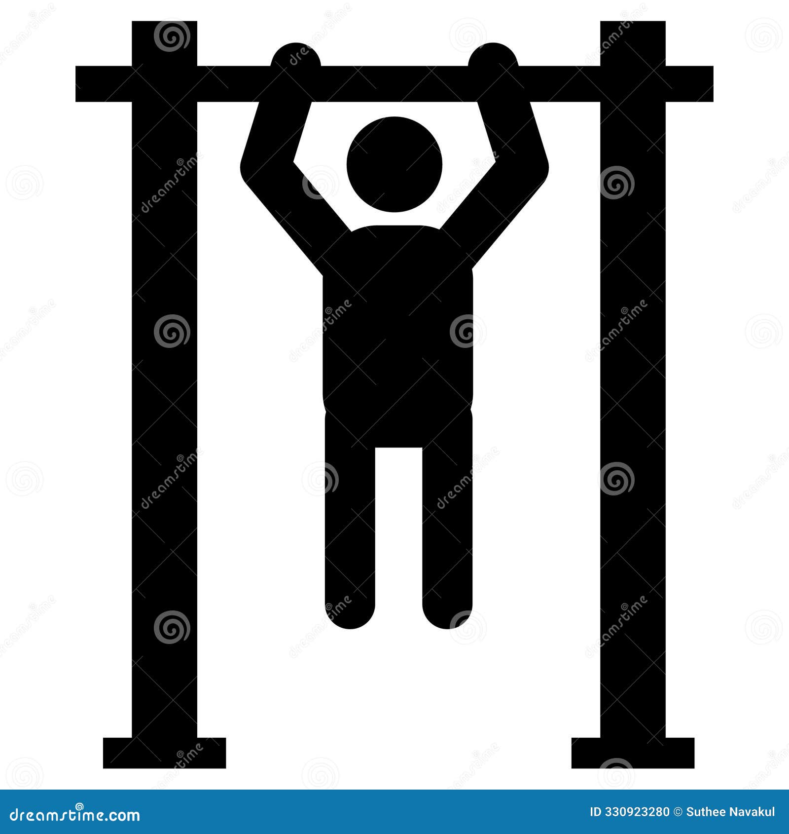 Man Doing Pull Ups Exercise. Flat Vector Illustration | CartoonDealer ...