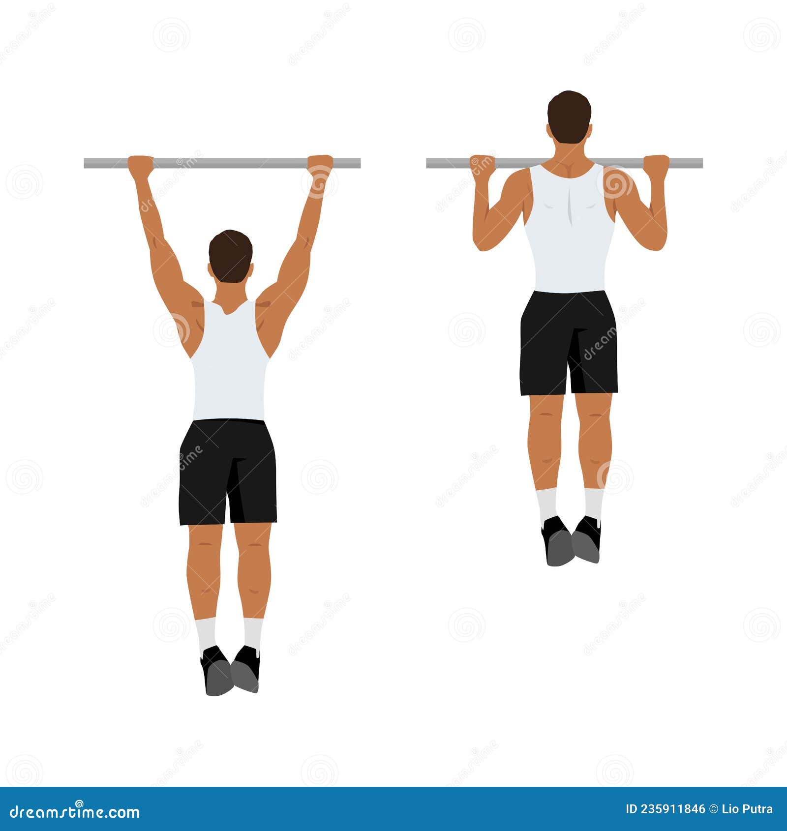 Pull-ups Calisthenics Bodyweight Exercise Cartoon Vector ...