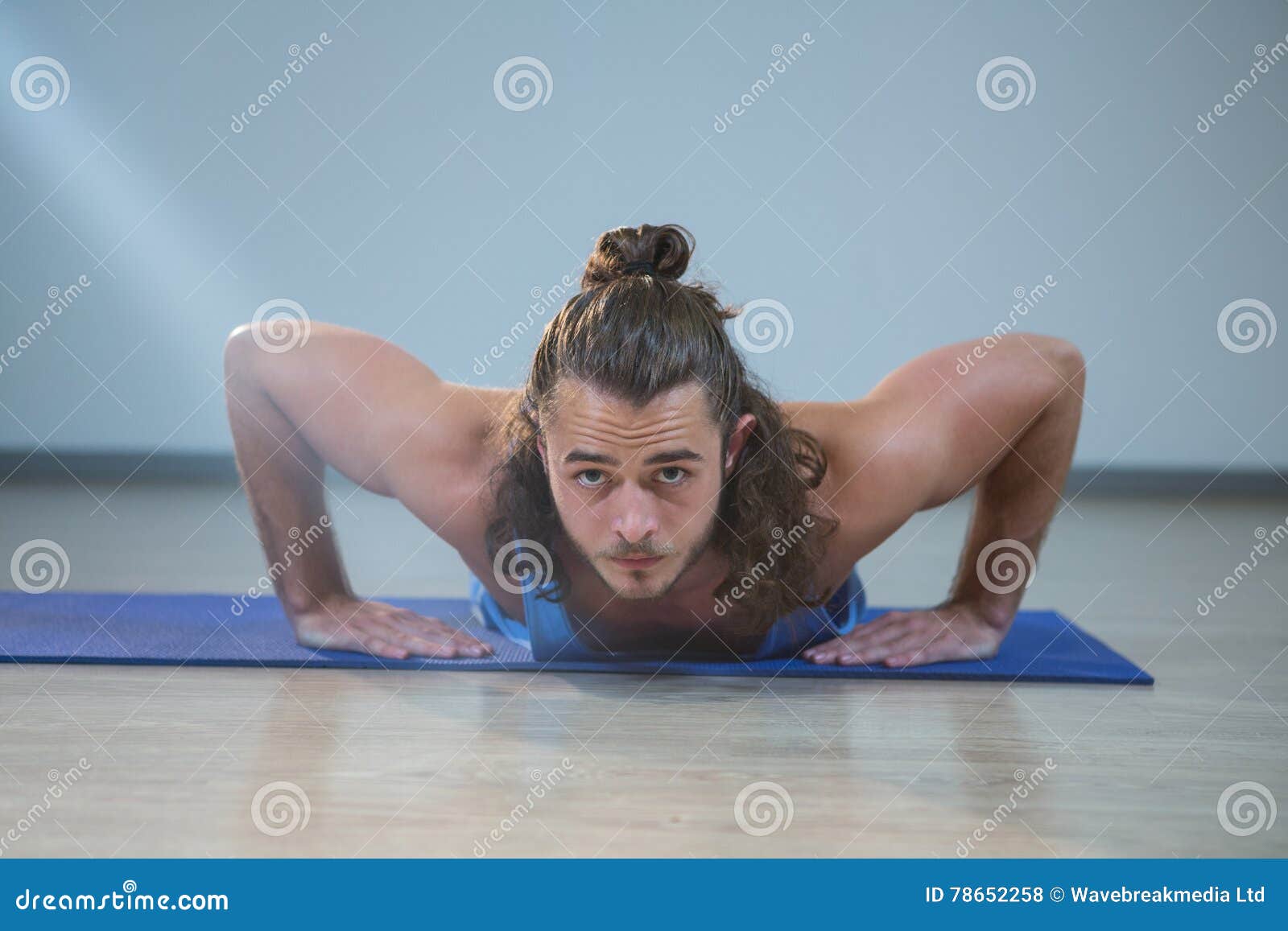 Man Doing Push-up on Exercise Mat Stock Photo - Image of health ...