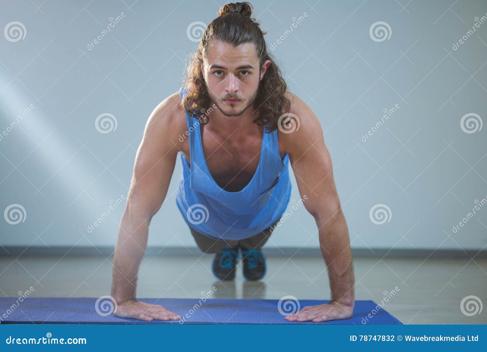Man Doing Push-up on Exercise Mat Stock Photo - Image of handsome ...