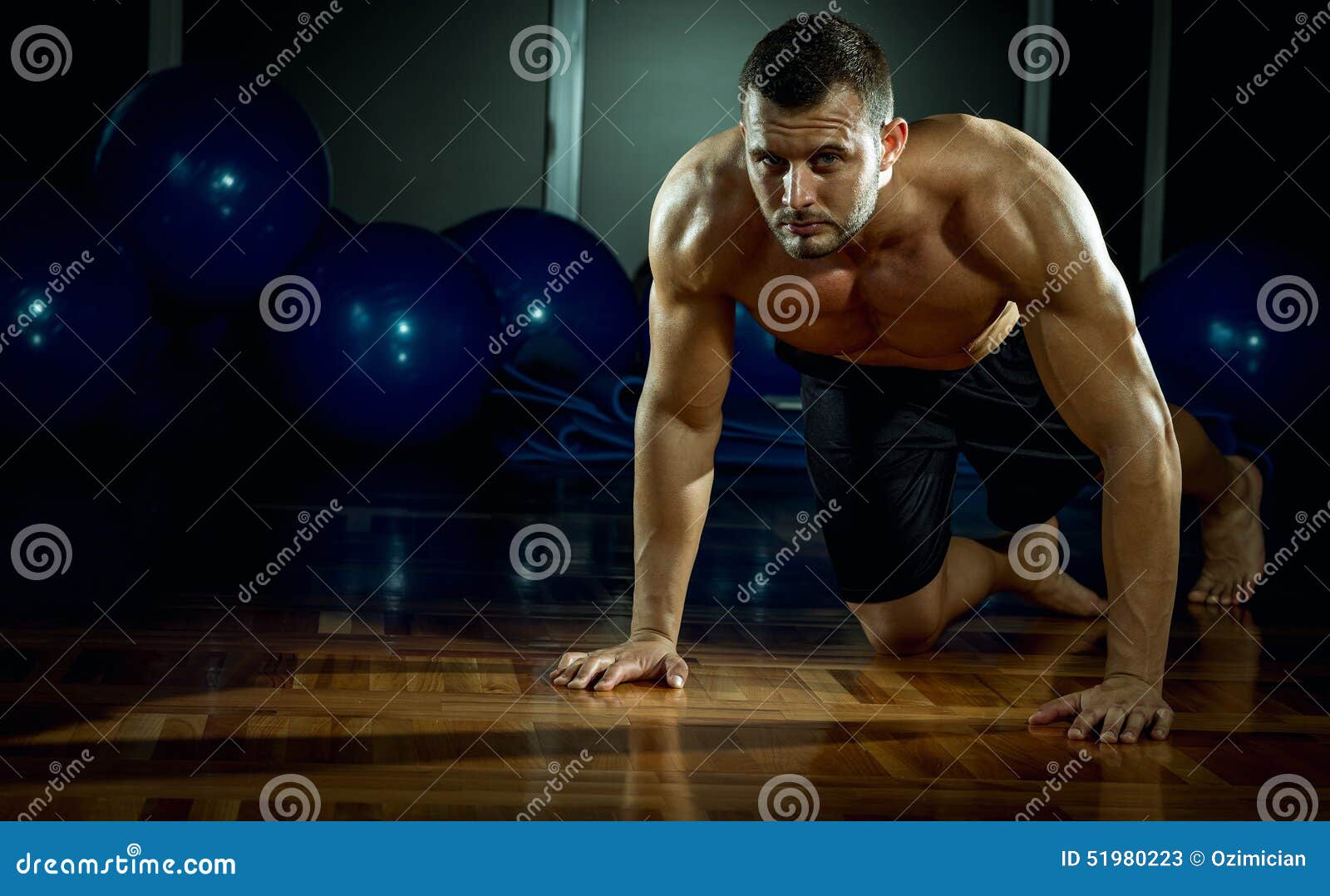 Man doing push-ups in gym stock image. Image of lifestyle - 51980223