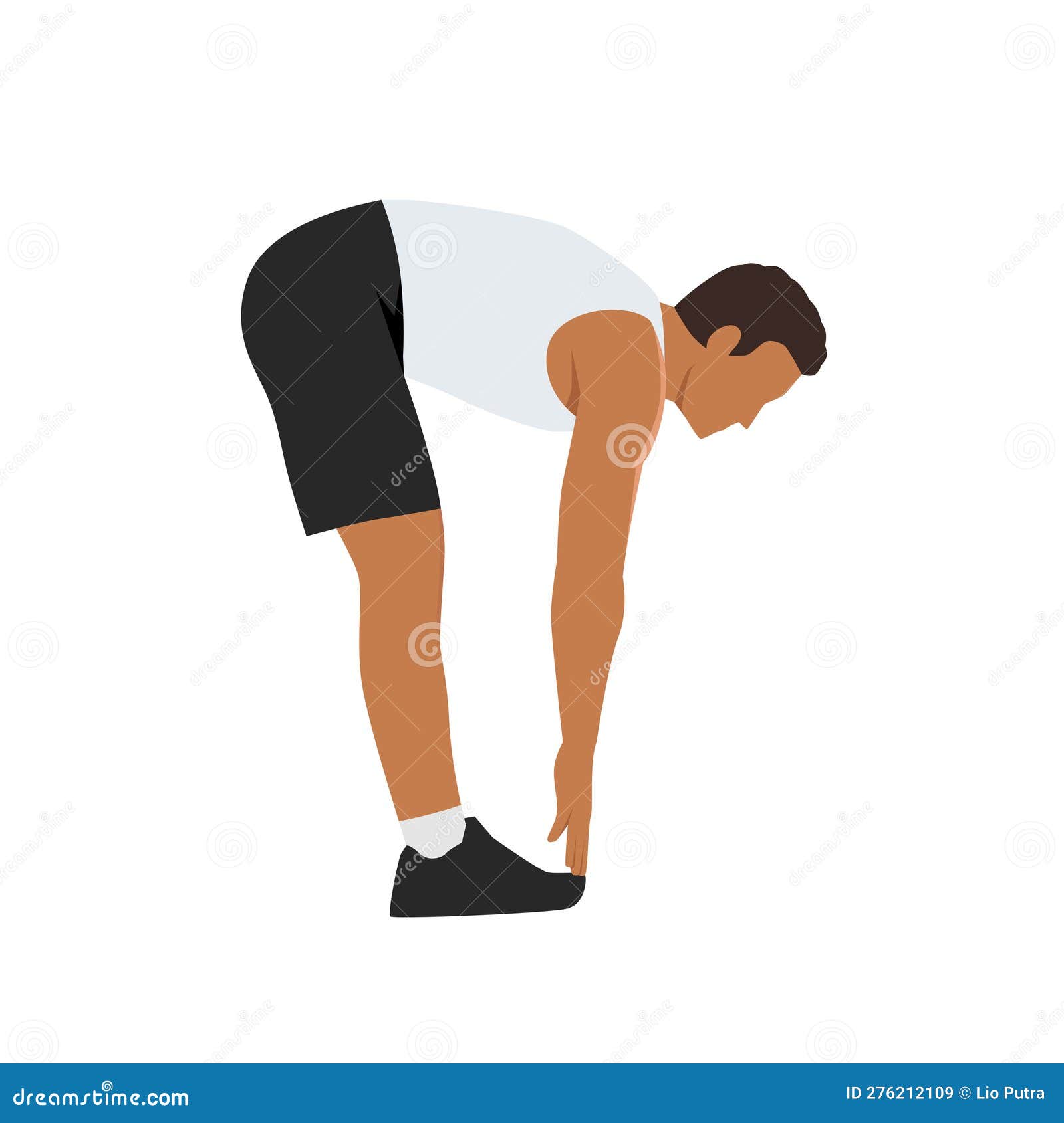 Man Doing Ragdoll. Forward Bend. Fold Stretch Exercise Stock ...