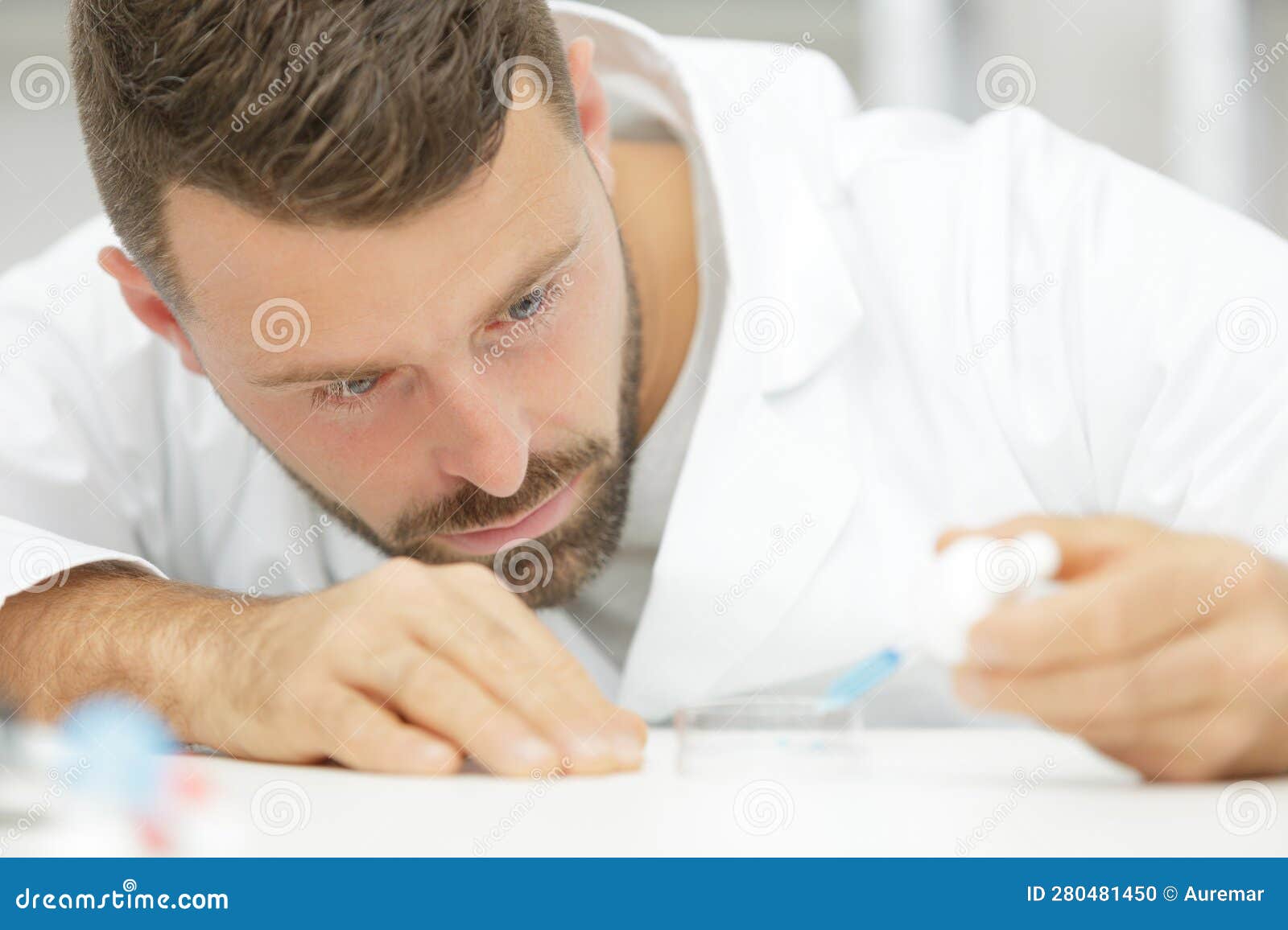 Man doing research in lab stock photo. Image of study - 280481450