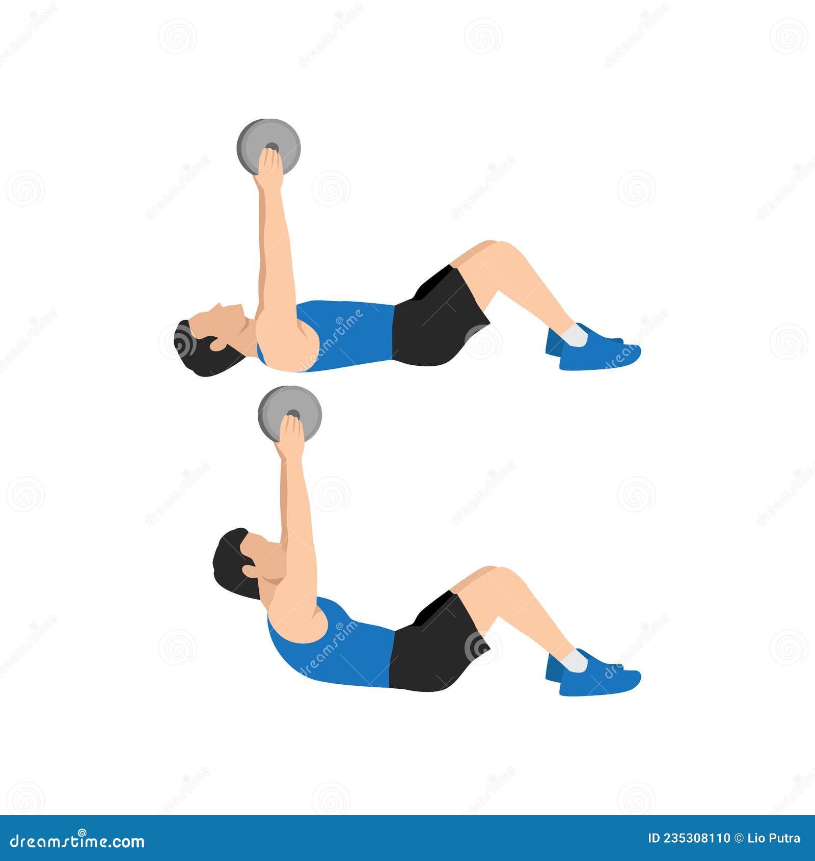 Man Doing Resistance. Weighted Crunches Exercise. Stock Vector ...