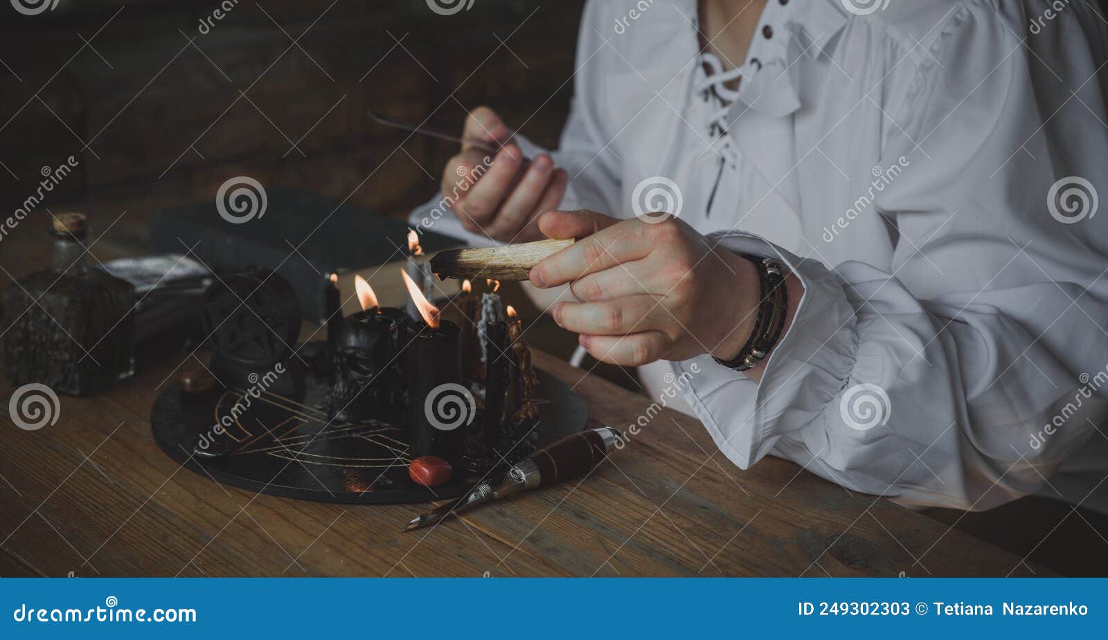 Magic Concept. Paganism and Wicca Rite, Altar of Witch Stock Image ...