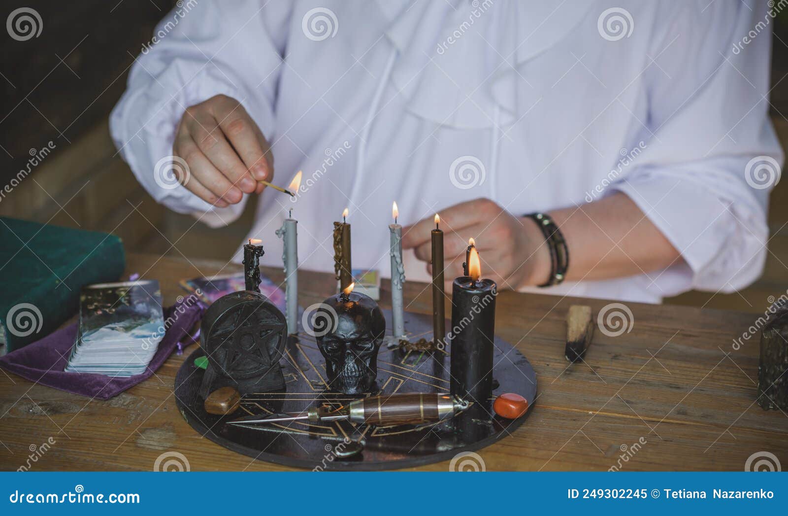 Magic Concept. Paganism and Wicca Rite, Altar of Witch Stock Image ...