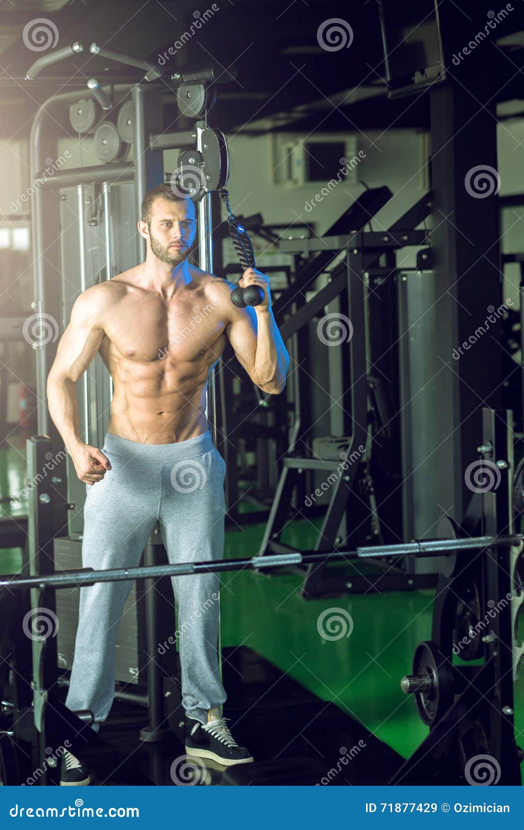 Man Doing Rope Extension Exercise Stock Image - Image of caucasian ...