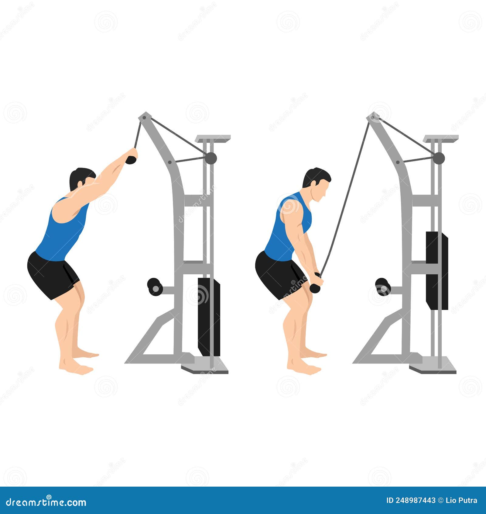 Man Doing Lat Pulldown Pull Ups Exercise. Vector Illustration ...