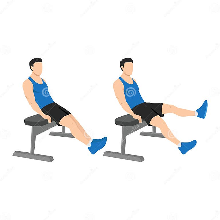 Man Doing Seated Bench Extended Flutter Kicks Exercise Stock ...
