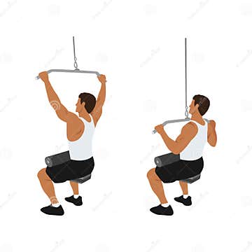 Man Doing Seated Lat Pulldowns Flat Vector Stock Illustration ...
