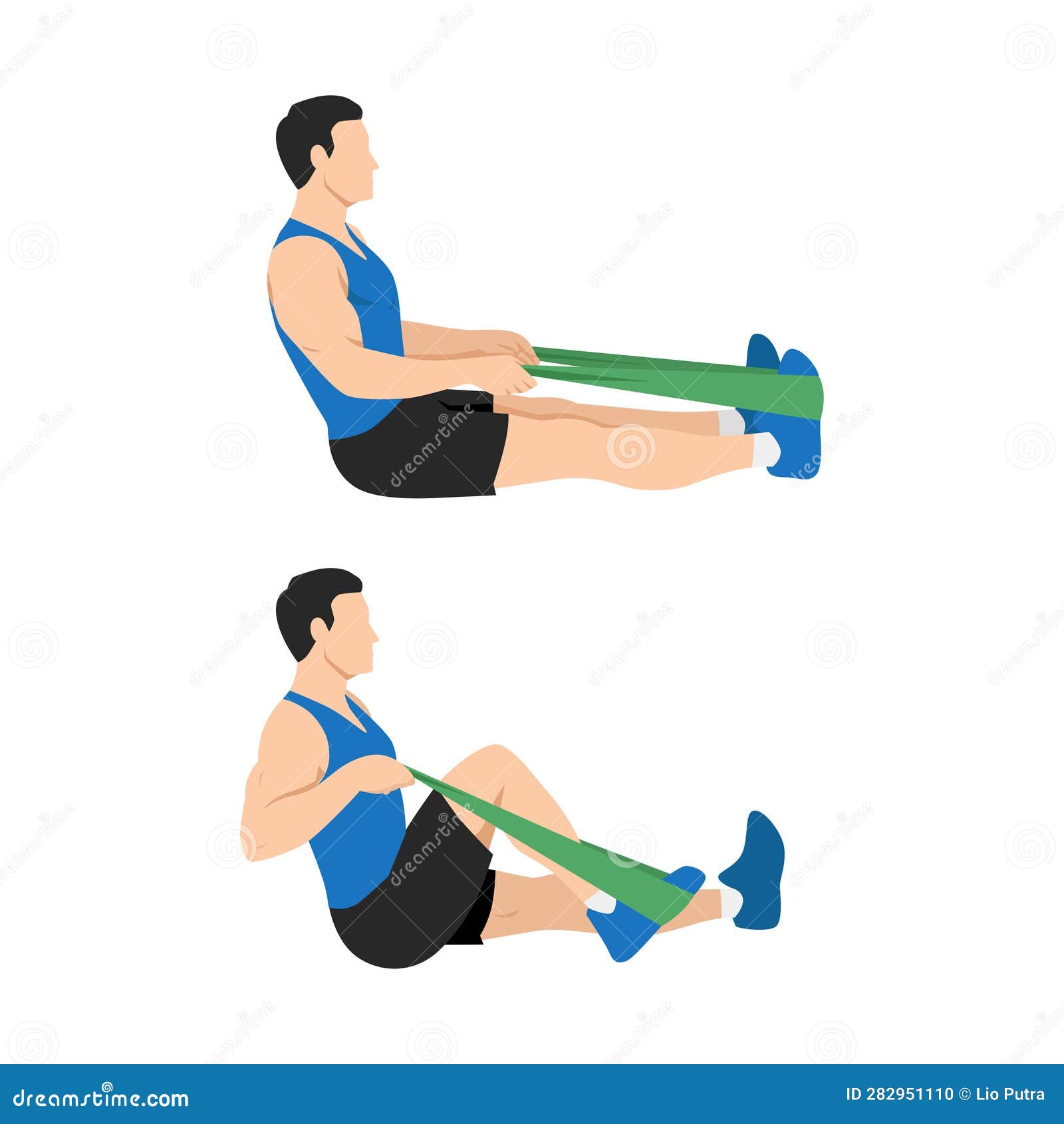 Man Doing Seated Resistance Knee Flexion Exercise Vector Illustration ...