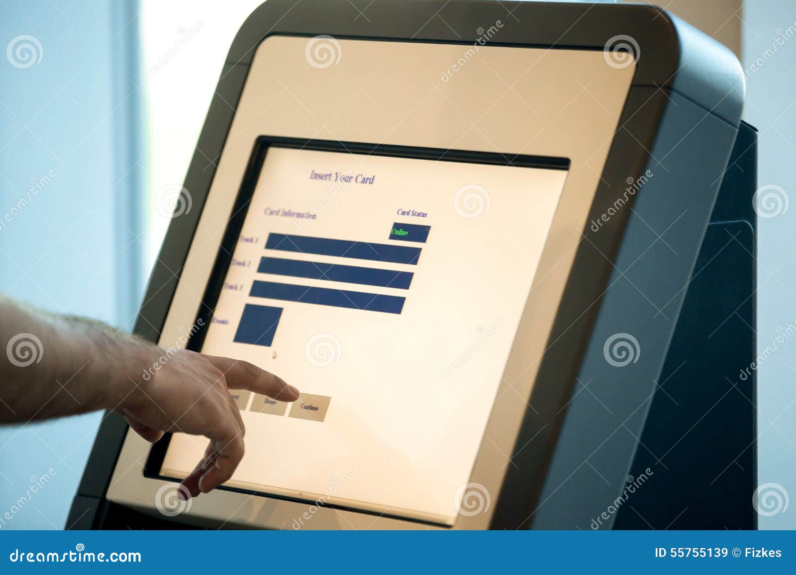 Man Doing Self-registration for Flight, Close Up Stock Image - Image of ...