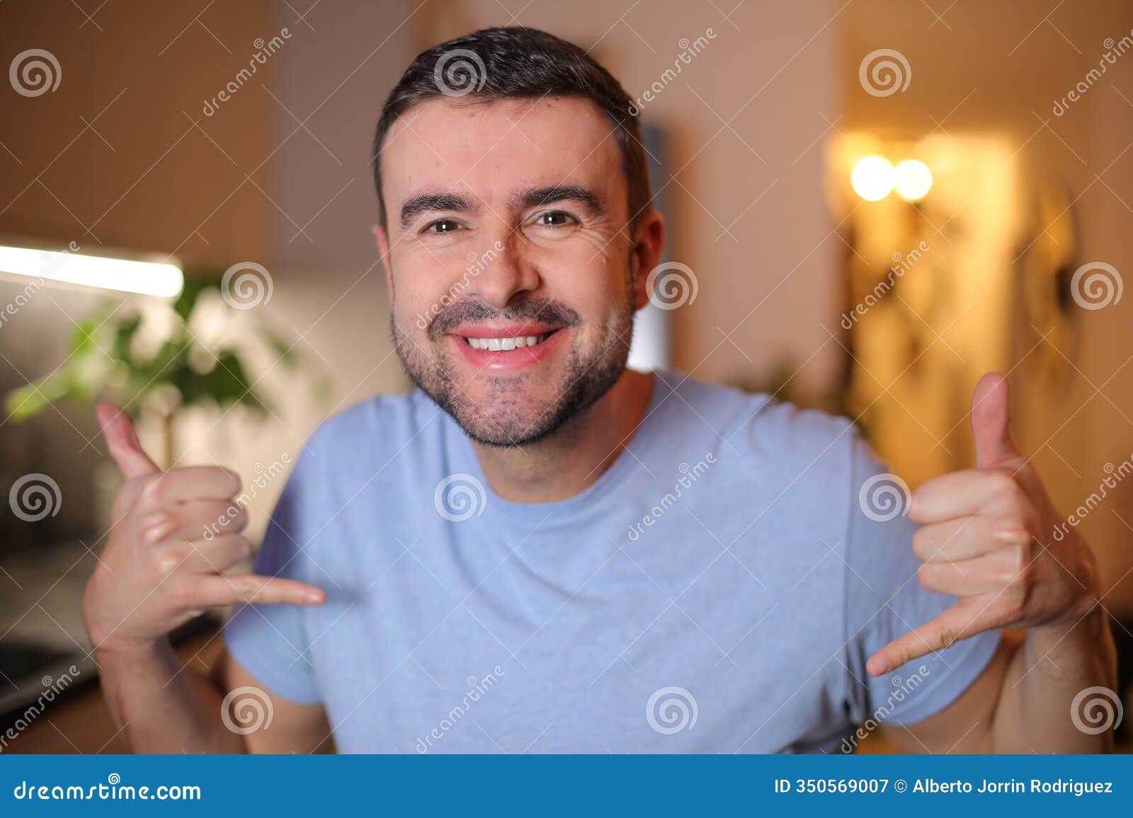 Man Doing the "shaka" Sign Stock Image - Image of call, sign: 350569007