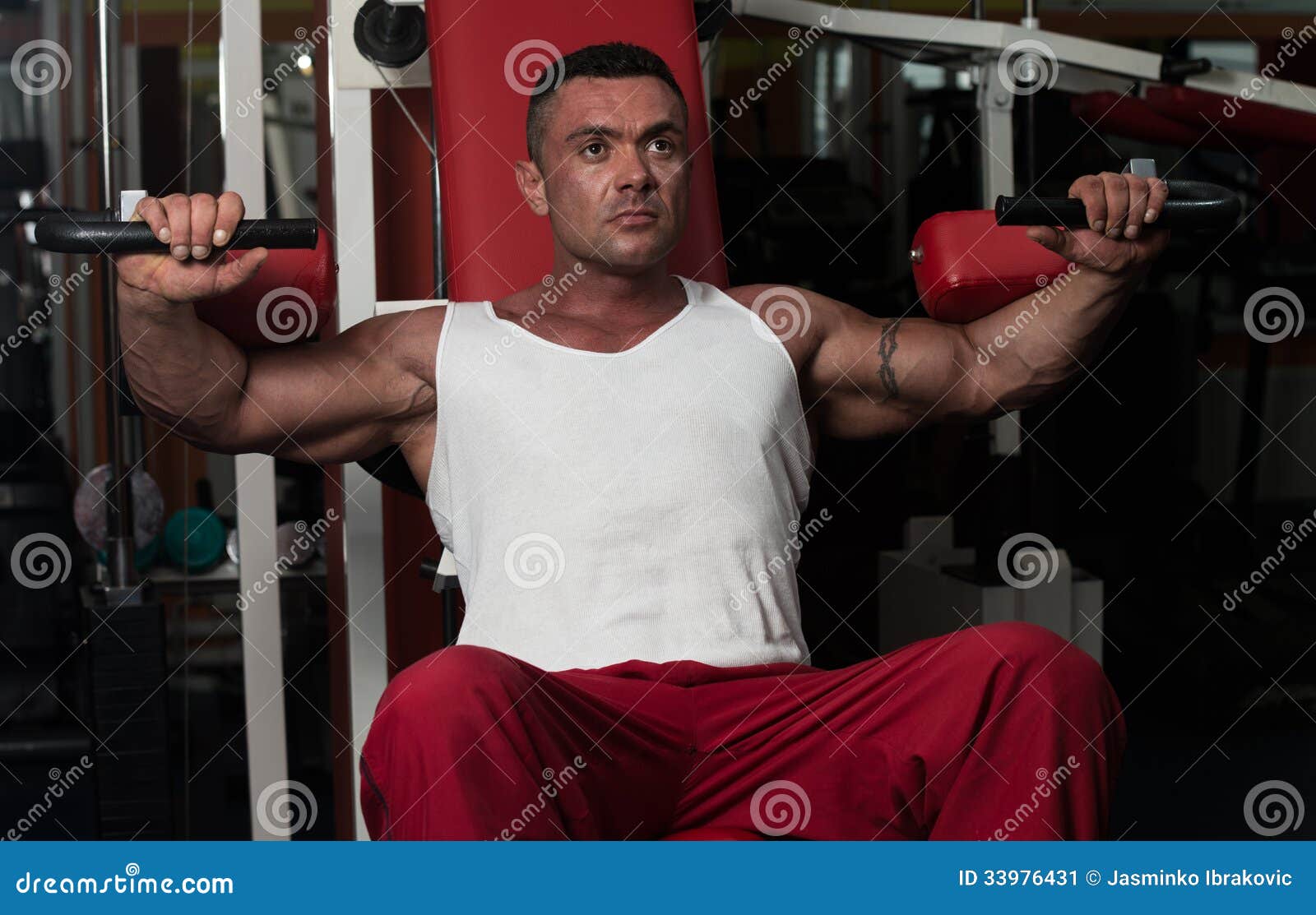 Man Doing Shoulder Exercises Stock Image - Image of bodybuilding ...