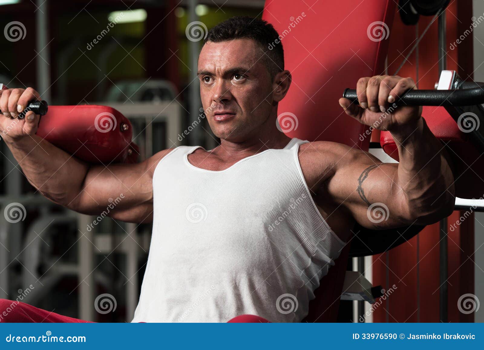 Man Doing Shoulder Exercises Stock Photo - Image of lifestyle, build ...