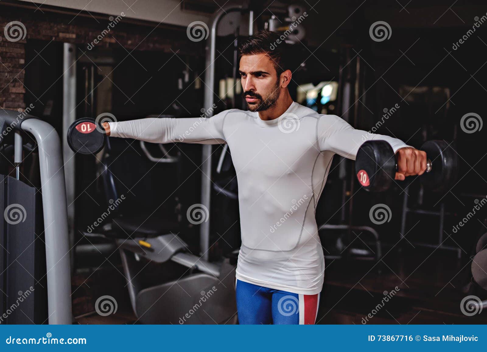 Man Doing Shoulder Lateral Raises Stock Photo - Image of lifestyle ...