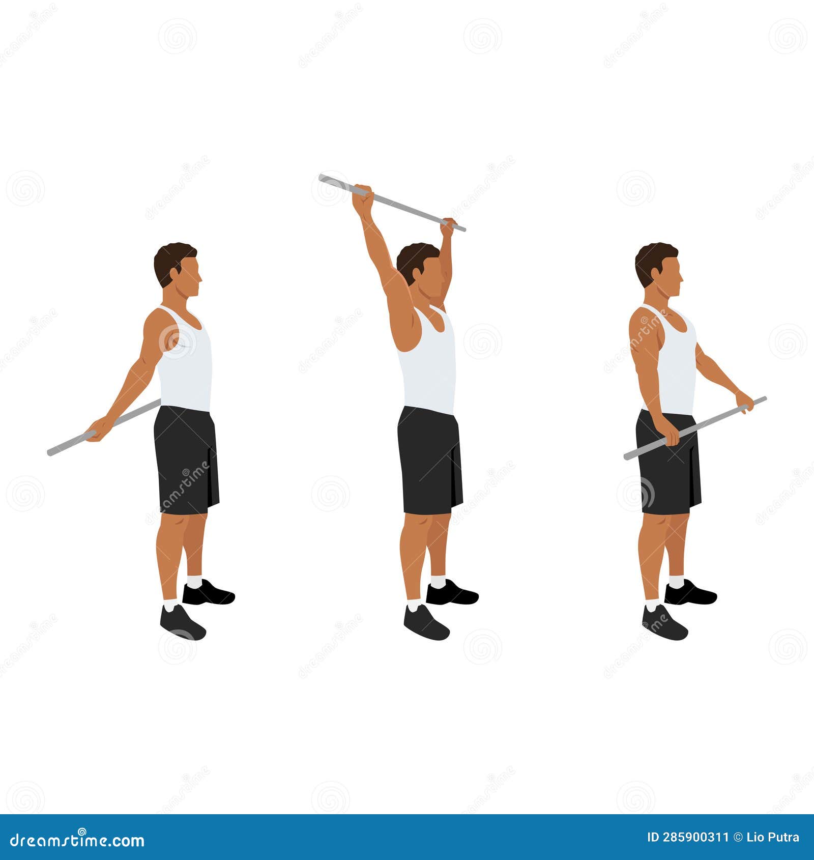 Man Doing Shoulder Pole or Broomstick Stretch Exercise Stock ...