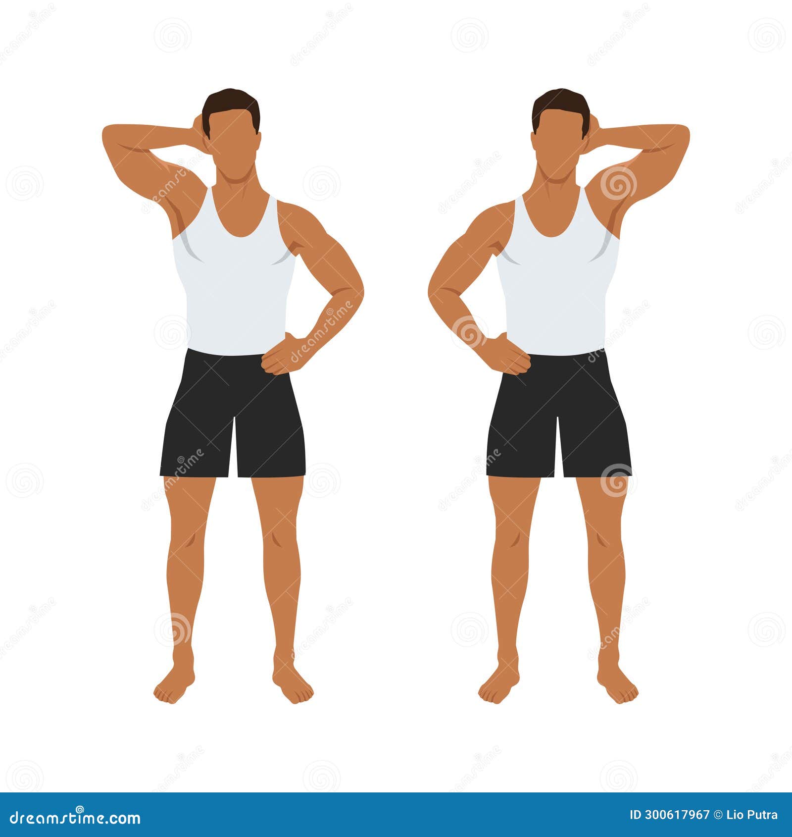 Man Doing Side Push Neck Stretch Exercise while Standing Stock Illustration - Illustration of ...