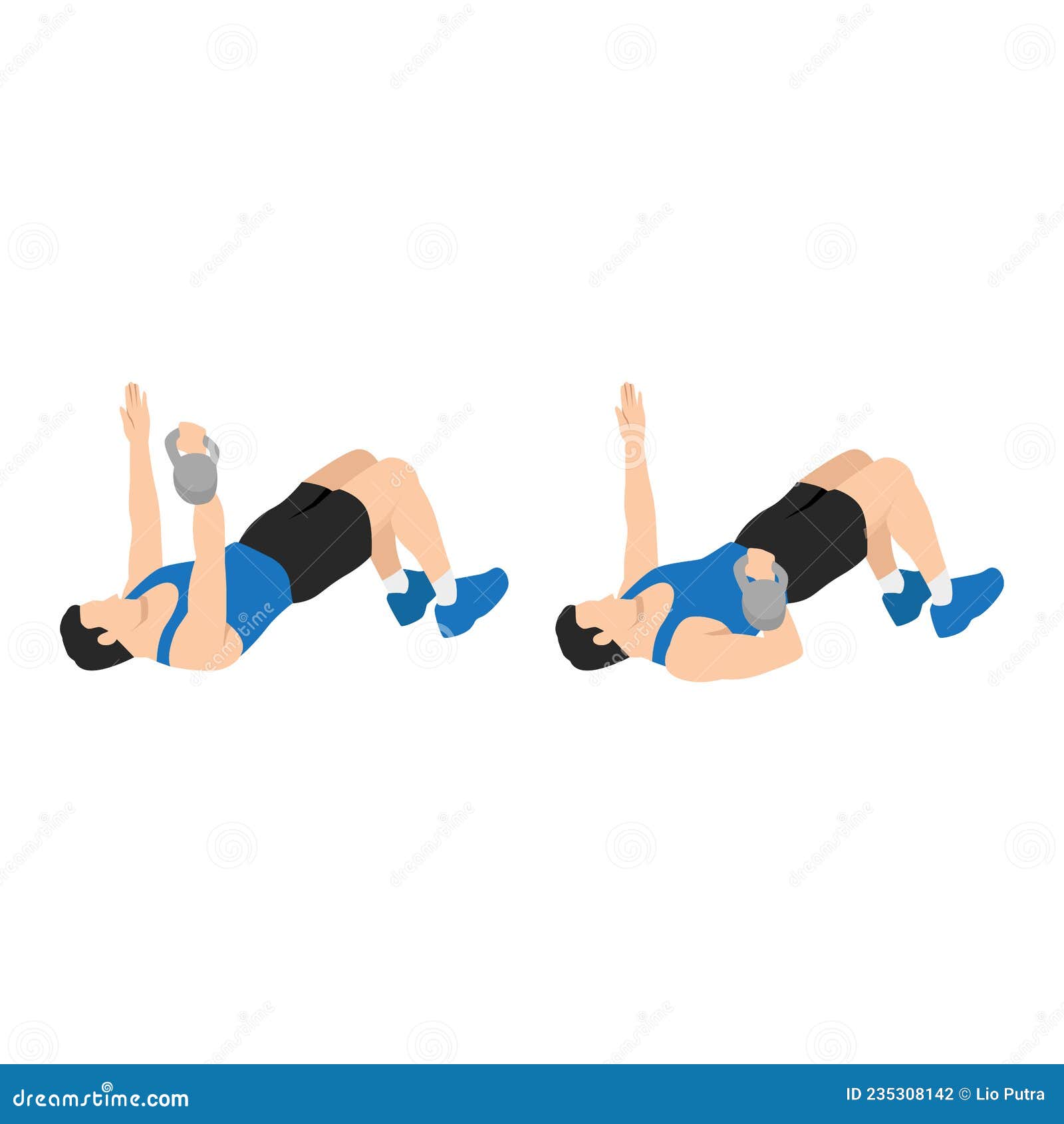 Man Doing Single Leg Glute Bridge, Arm Workout Royalty-Free Cartoon ...