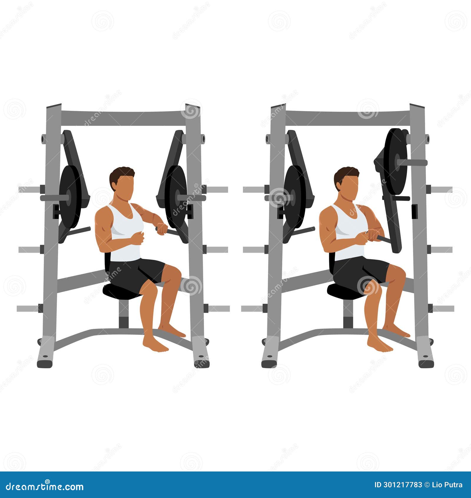 Man Doing Single Arm Hammer Strength Chest Machine Exercise Stock ...