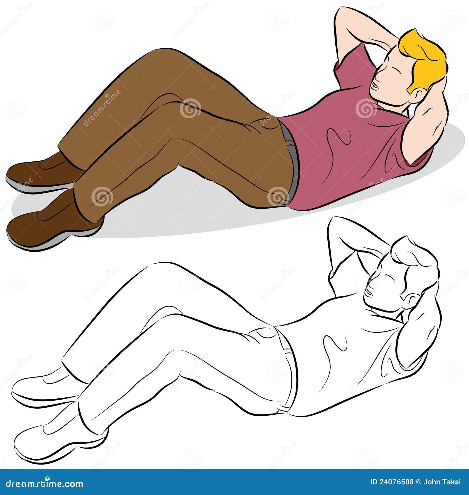Man Doing Sit-ups stock vector. Illustration of brown - 24076508