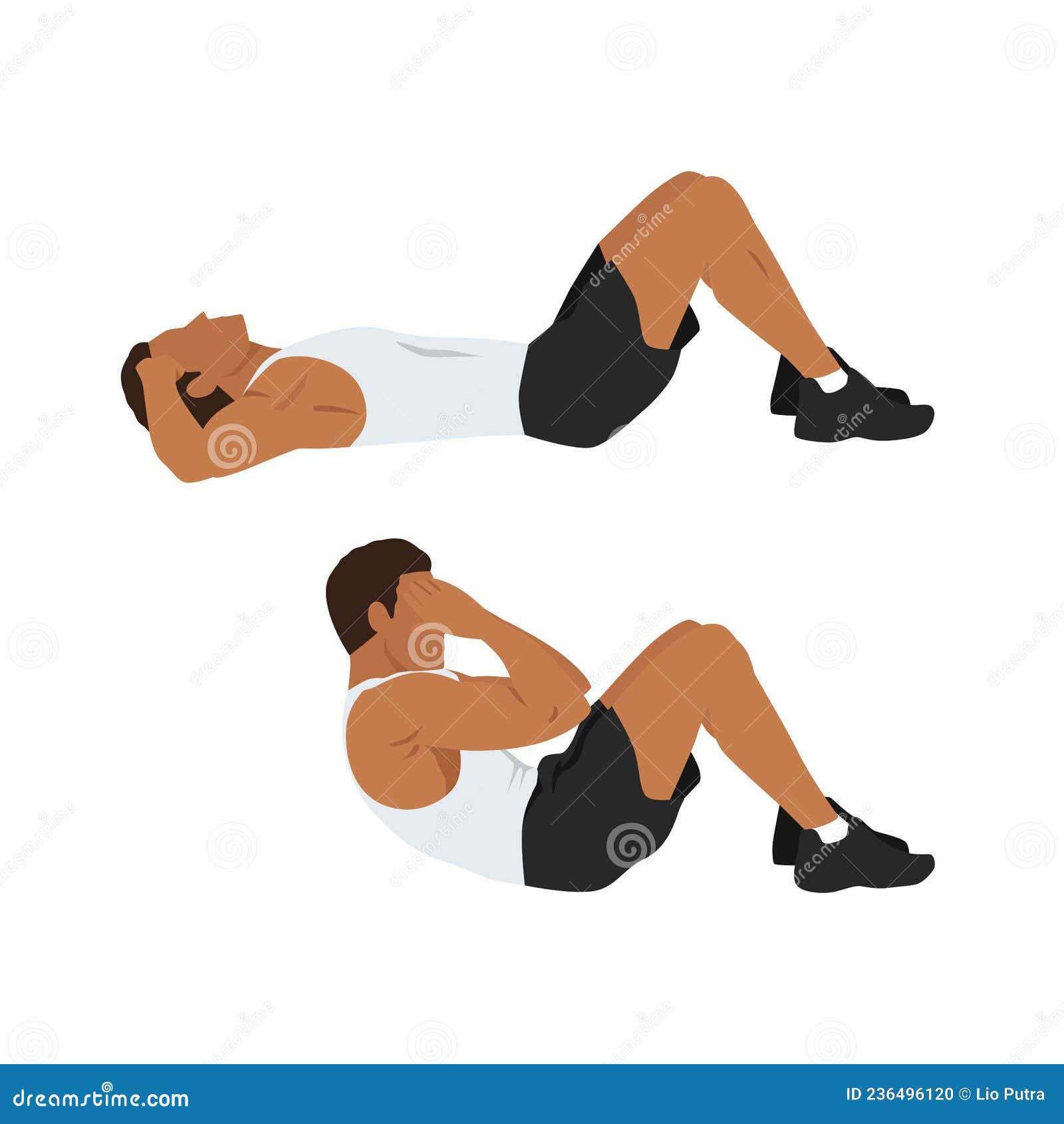 Man Doing Sit Ups Exercise. Abdominals Exercise Stock Illustration ...