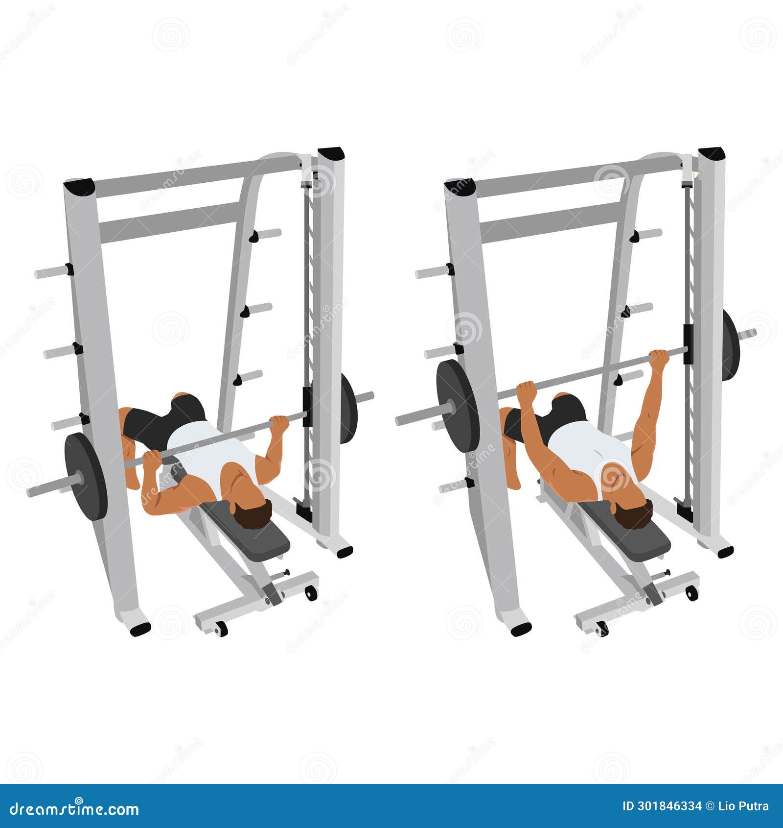 Man Doing Smith Machine Bench Press Exercise Stock Illustration ... Man Doing Smith Machine Bench Press Exercise Stock Illustration ...