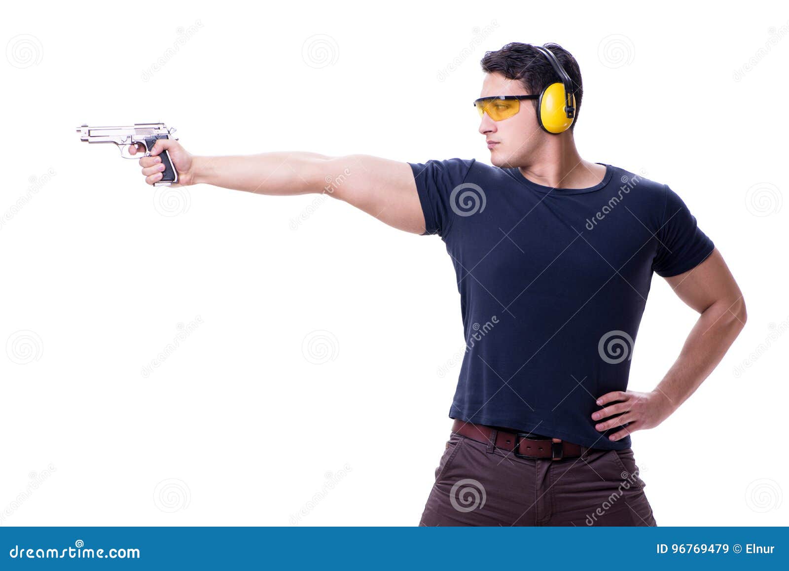 The Man Doing Sport Shooting from Gun Isolated on White Stock Image ...