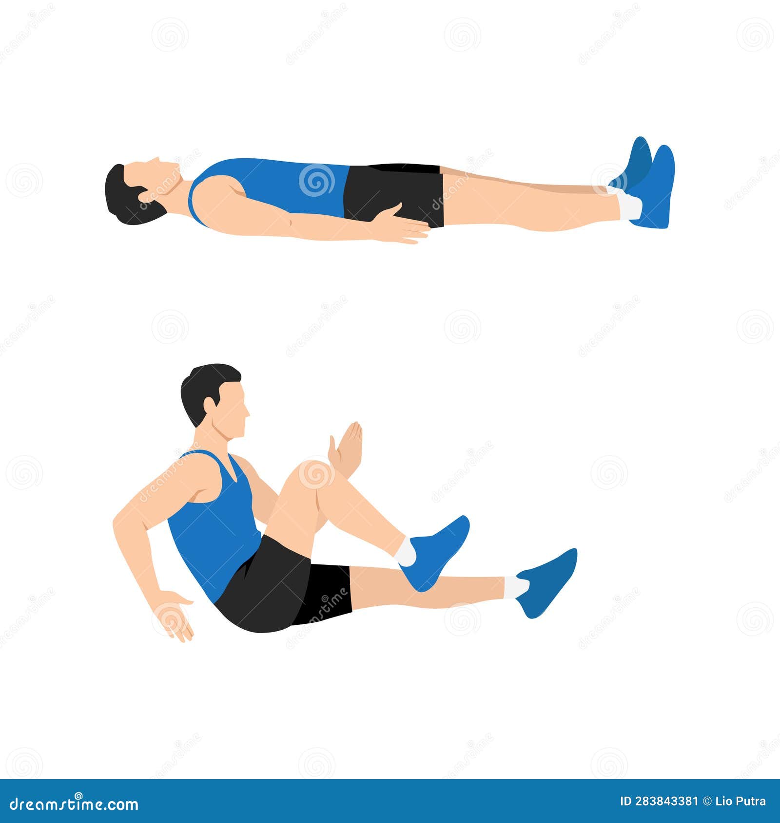 Man Doing Sprinter Crunch Exercise Stock Vector - Illustration of ...