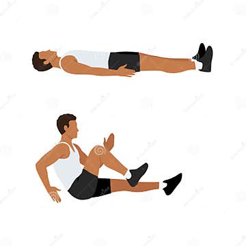 Man Doing Sprinter Crunch Exercise Stock Illustration - Illustration of ...