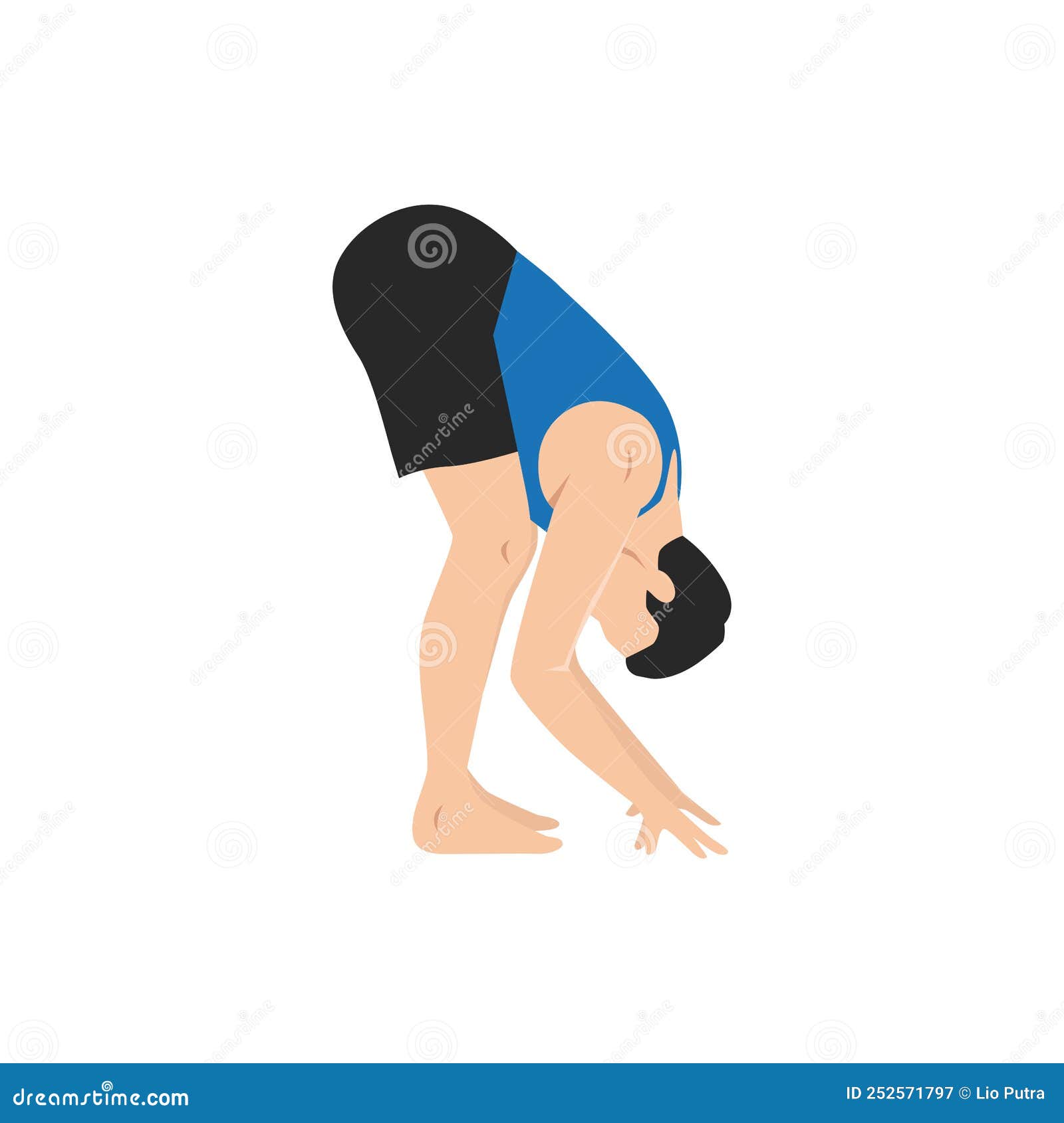 Standing Forward Bend Yoga Pose, Color Chakra Watercolor Painting ...