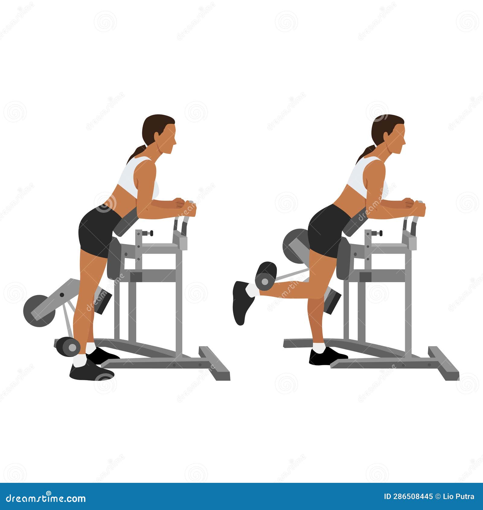 Woman Doing Standing Leg Hamstring Curls Machine Royalty-Free ...