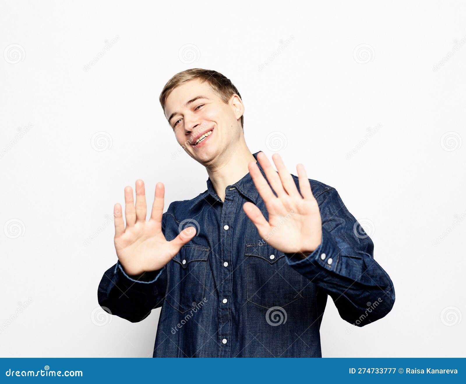 Man Doing Stop Sign with Serious and Confident Expression Stock Image ...