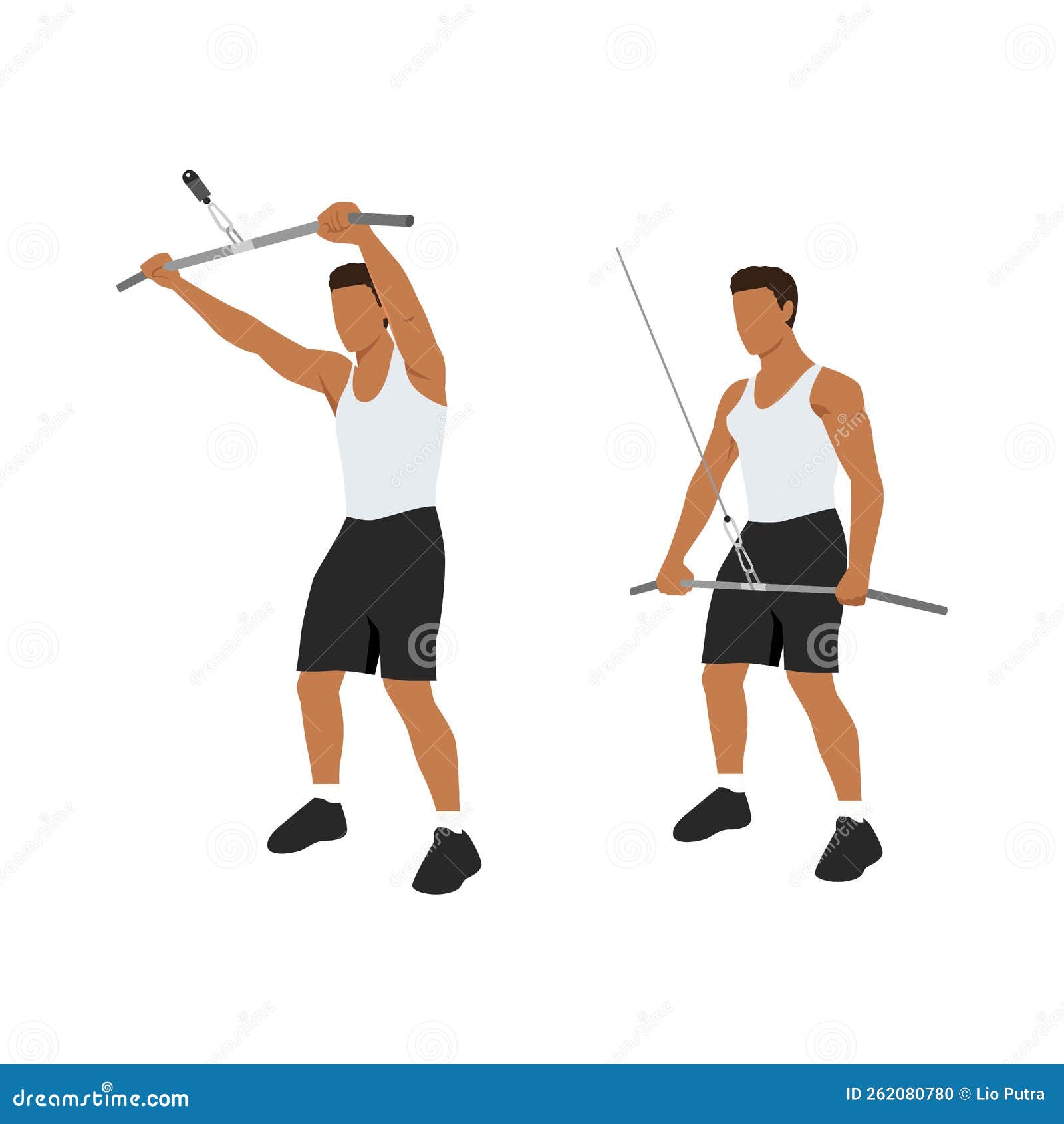 Man Doing Straight Arm Lat Pulldown Exercise. Cartoon Vector ...