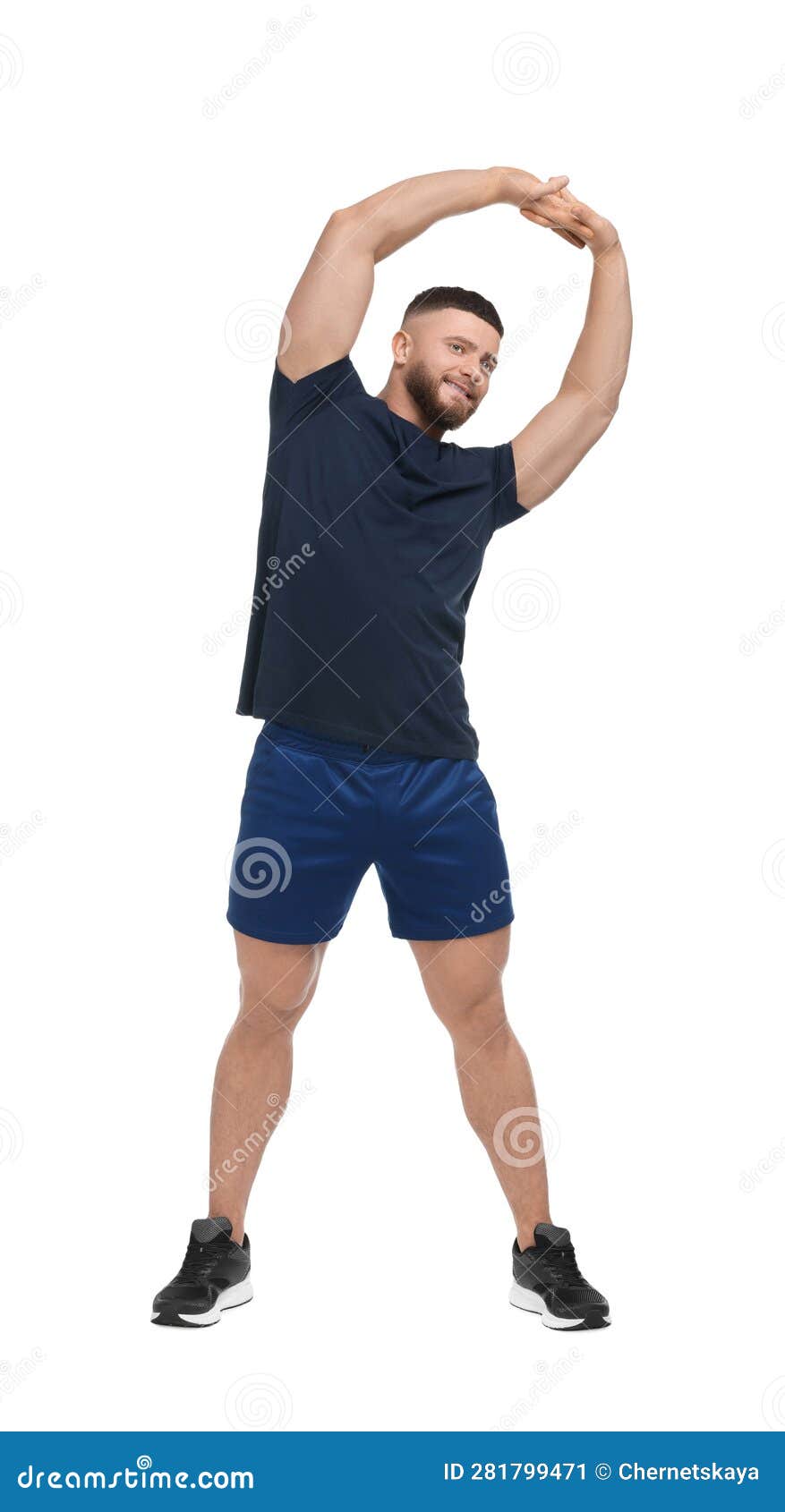 Man Doing Stretching on White. Morning Exercise Stock Image - Image of ...