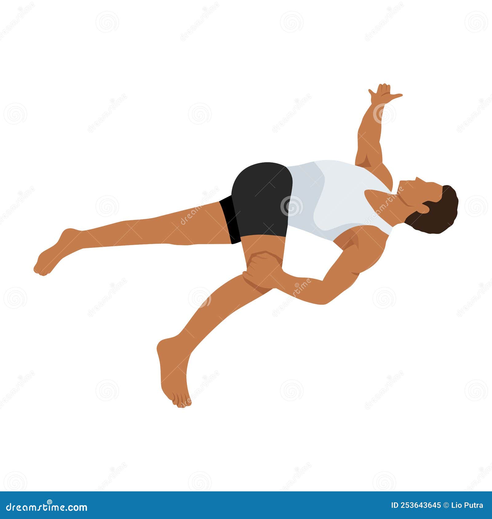 Man Doing Supta Matsyendrasana Yoga Pose, Reclined Spinal Twist Pose ... Man Doing Supta Matsyendrasana Yoga Pose, Reclined Spinal Twist Pose ...