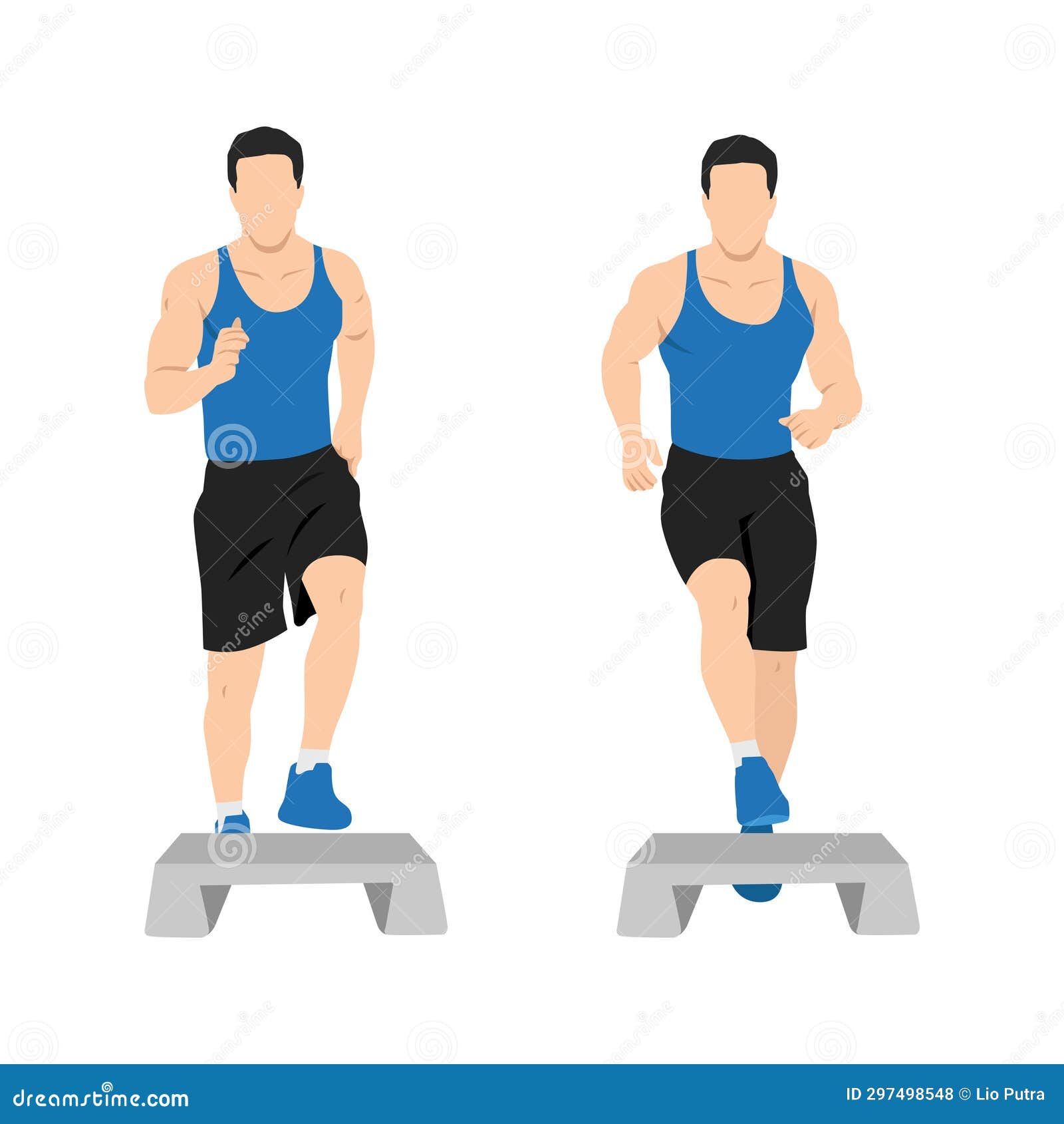 Man doing toe tap exercise stock vector. Illustration of cheerful ...
