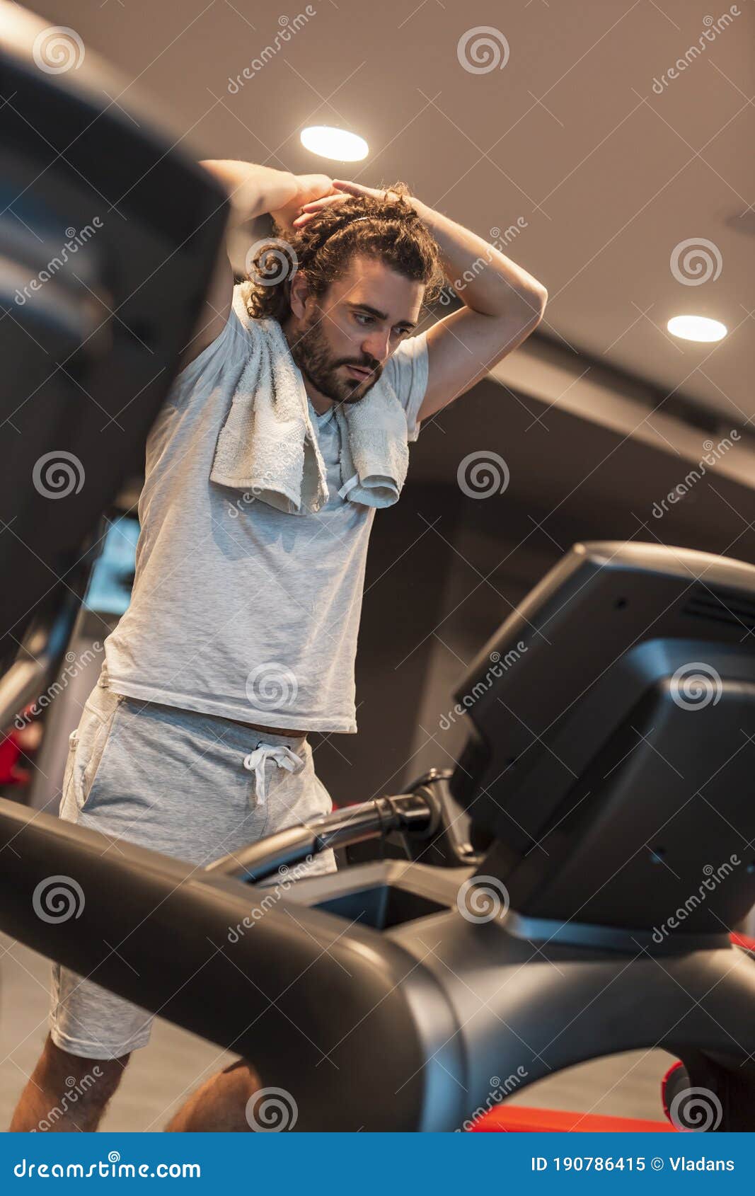 Man Doing Treadmill Cardio Workout Stock Image - Image of person ...