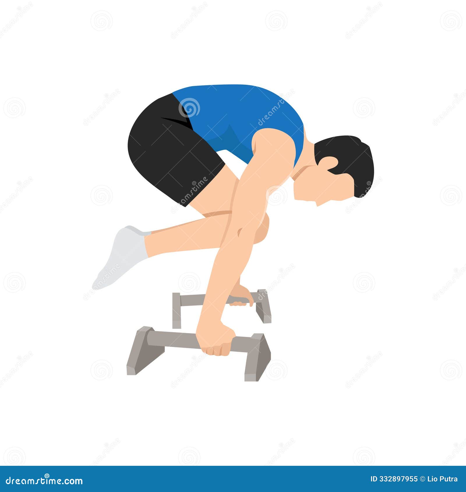 Man Doing Tuck Planche Calisthenics Exercise With Parallettes Cartoon ...