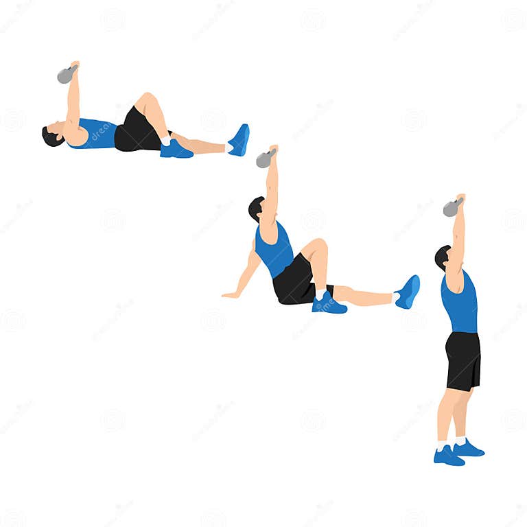 Man Doing Turkish Get Ups Exercise. Flat Vector Stock Vector ...