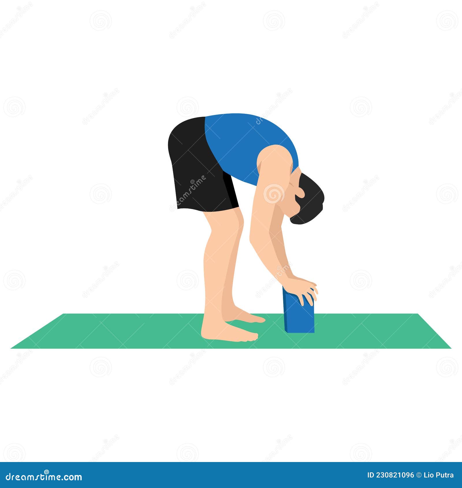 Standing Forward Bend Twist Pose Yoga Workout Silhouette Cartoon Vector ...