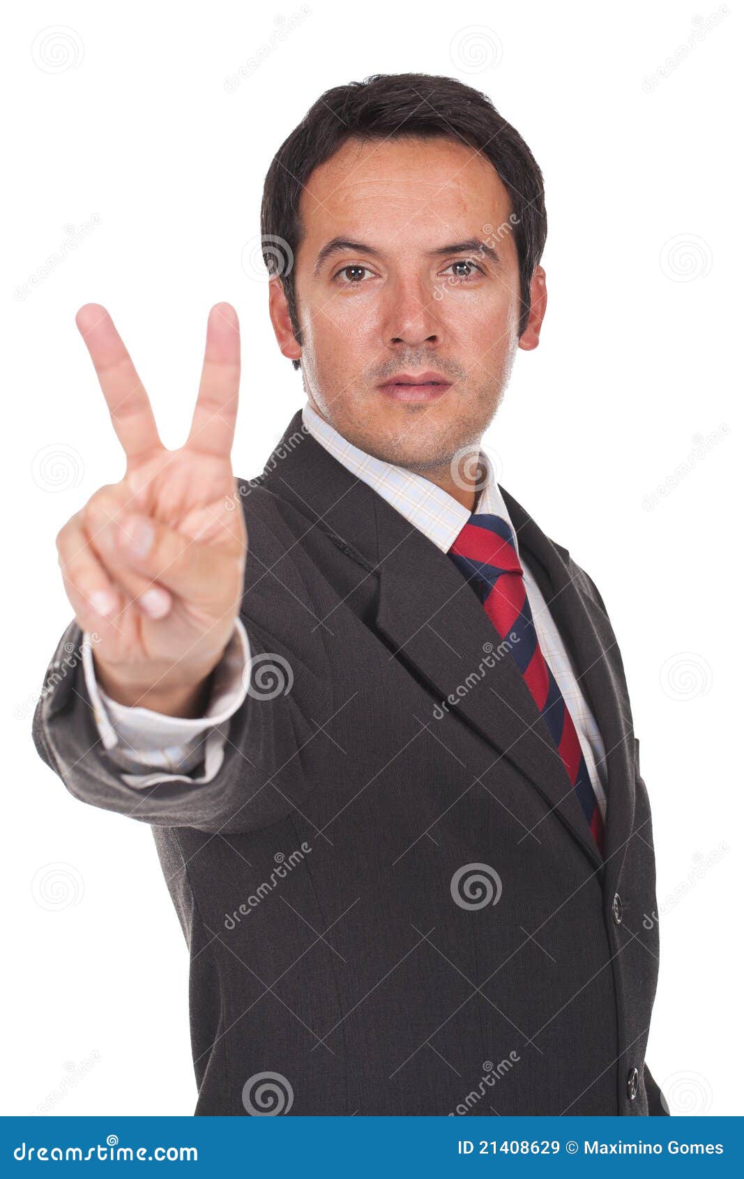 Man doing the victory sign stock image. Image of portrait - 21408629