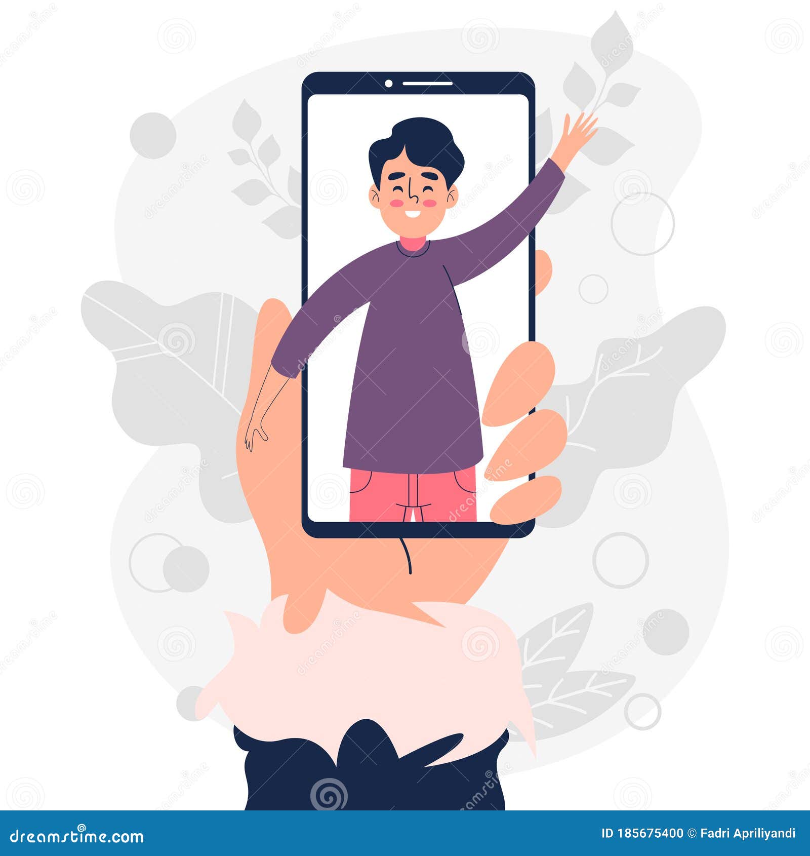 Man Doing Video Call with Mobile Phone Stock Vector - Illustration of ...
