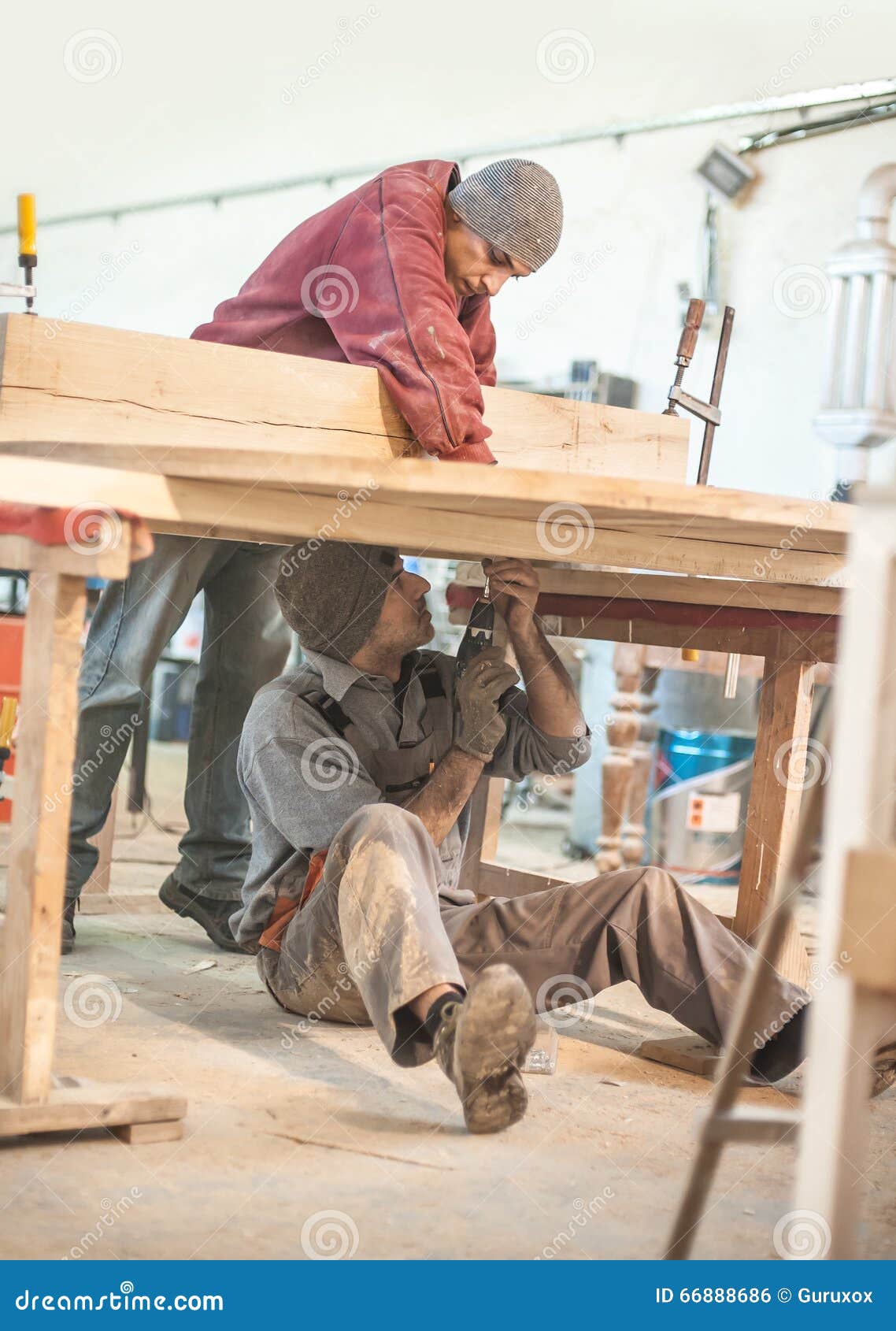 Man Doing Woodwork in Carpentry Stock Photo - Image of machine ...
