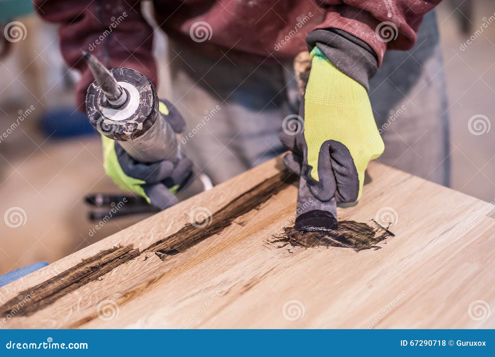 Man Doing Woodwork in Carpentry Stock Photo - Image of male, sander ...
