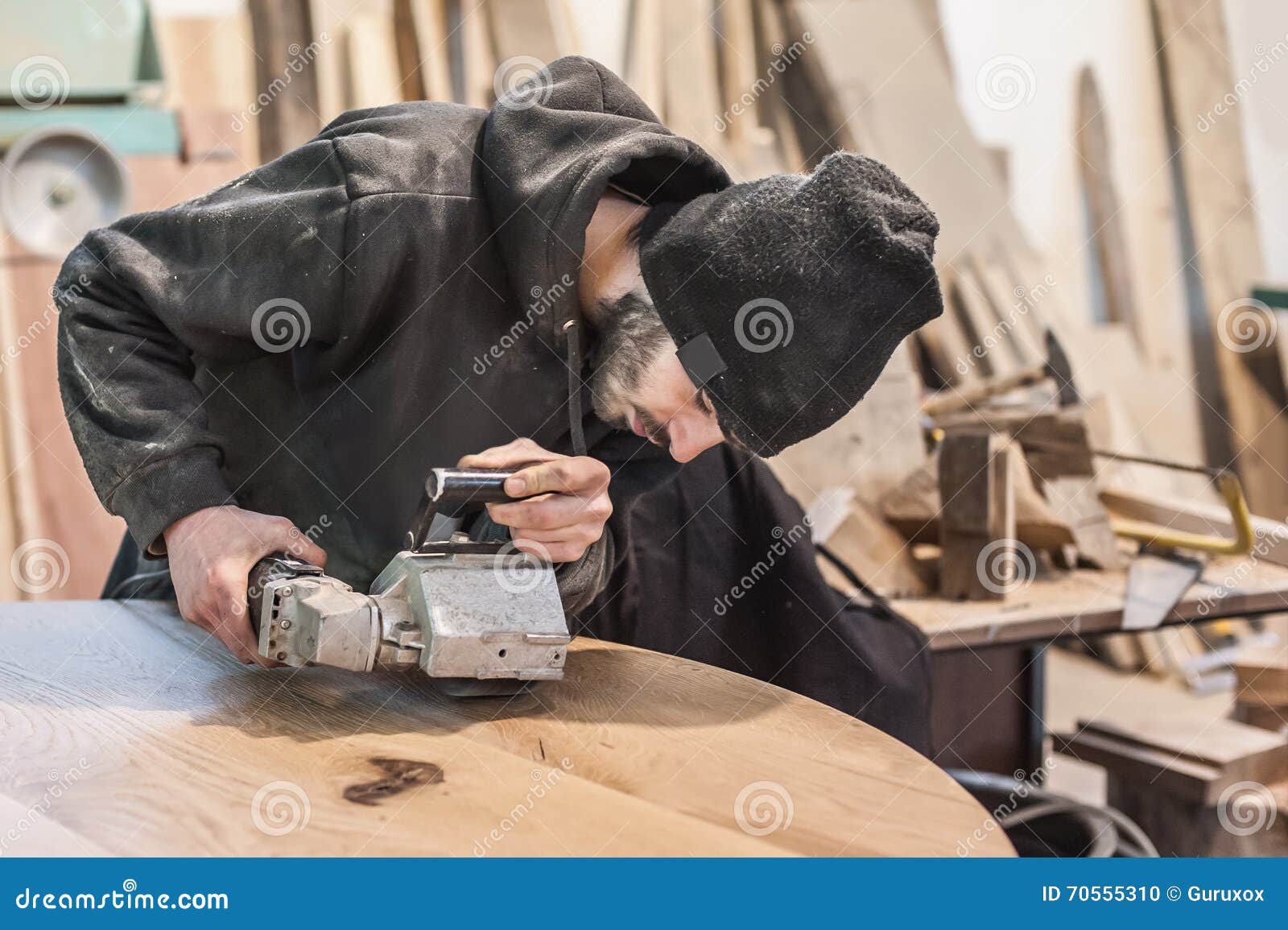 Man Doing Woodwork in Carpentry Stock Photo - Image of manual, joinery ...