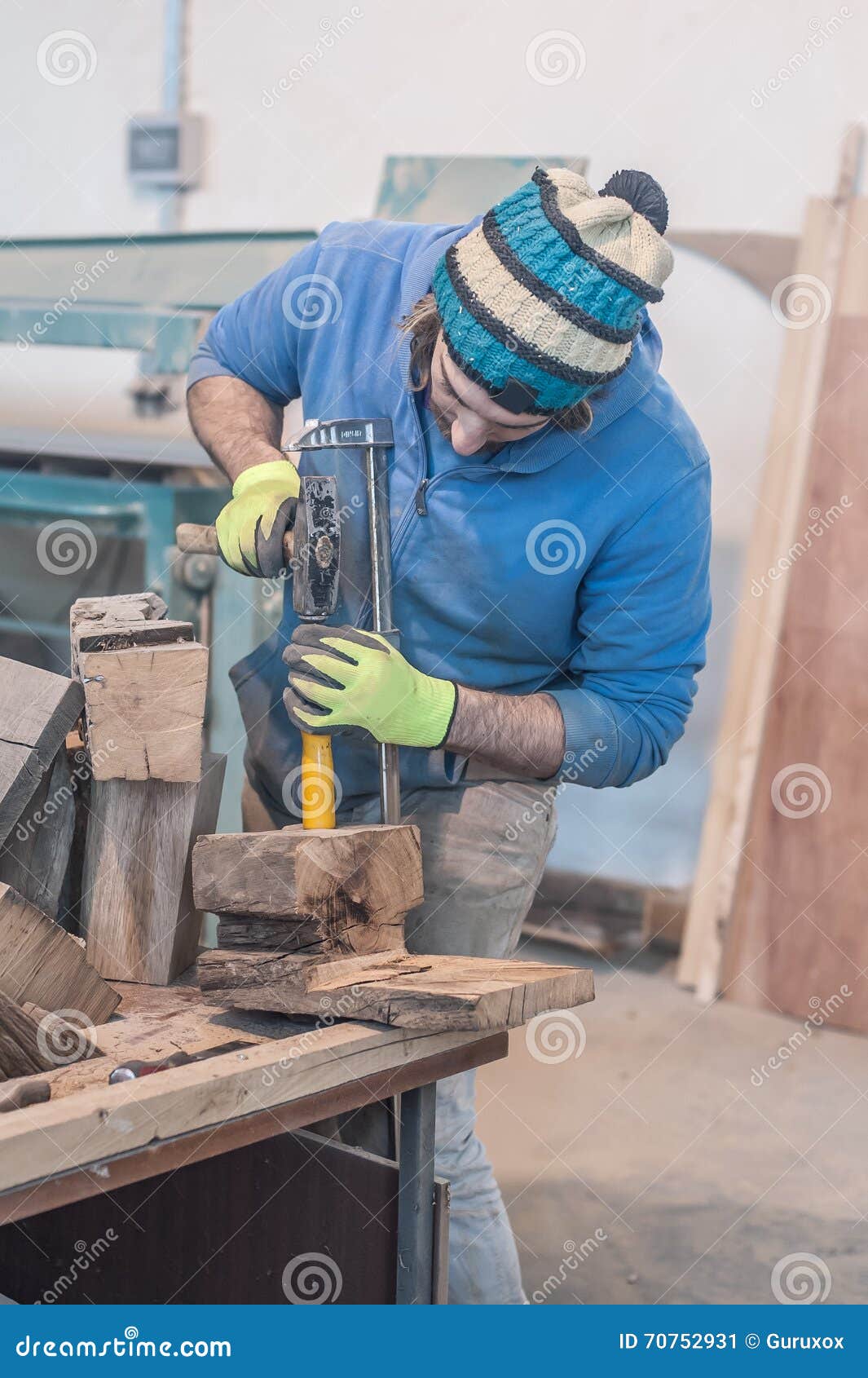 Man Doing Woodwork in Carpentry Stock Image - Image of business ...