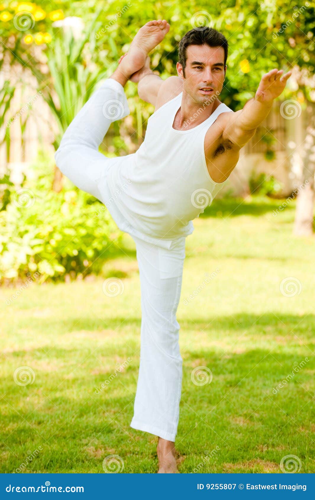Man Doing Yoga stock image. Image of outside, stretch - 9255807