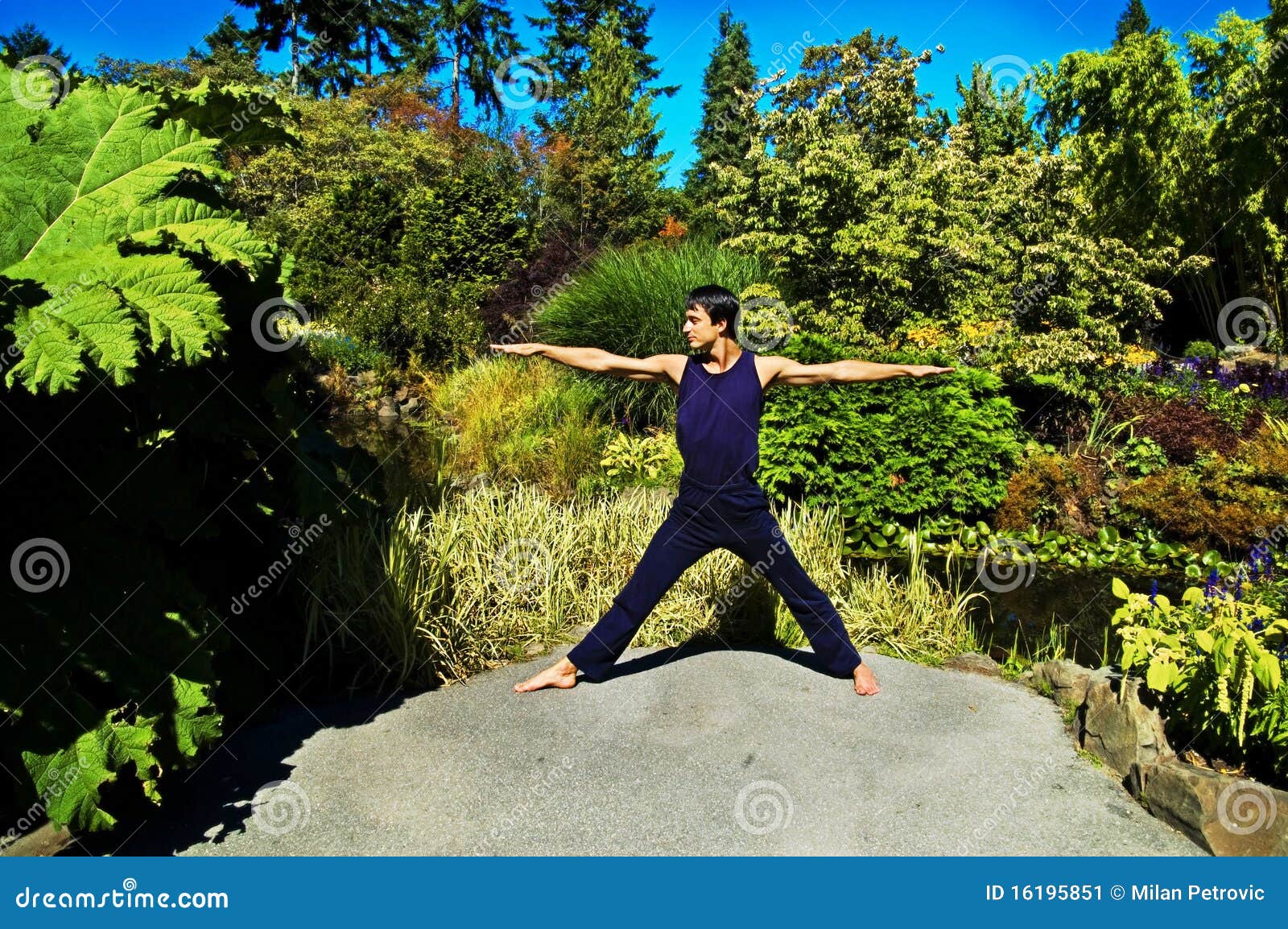 Man doing yoga in nature. stock image. Image of concentration - 16195851