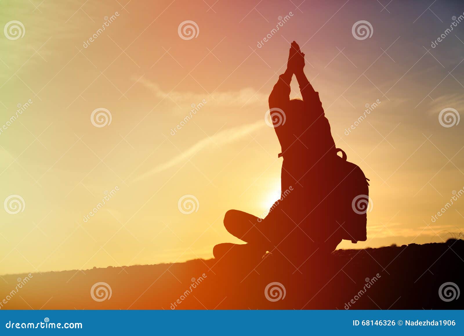 Man Doing Yoga at Sunset Sky Stock Photo - Image of tourism, person ...